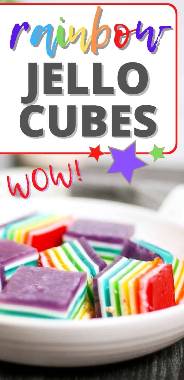 Layered Rainbow Jello Cubes Recipe | Haus of Boys