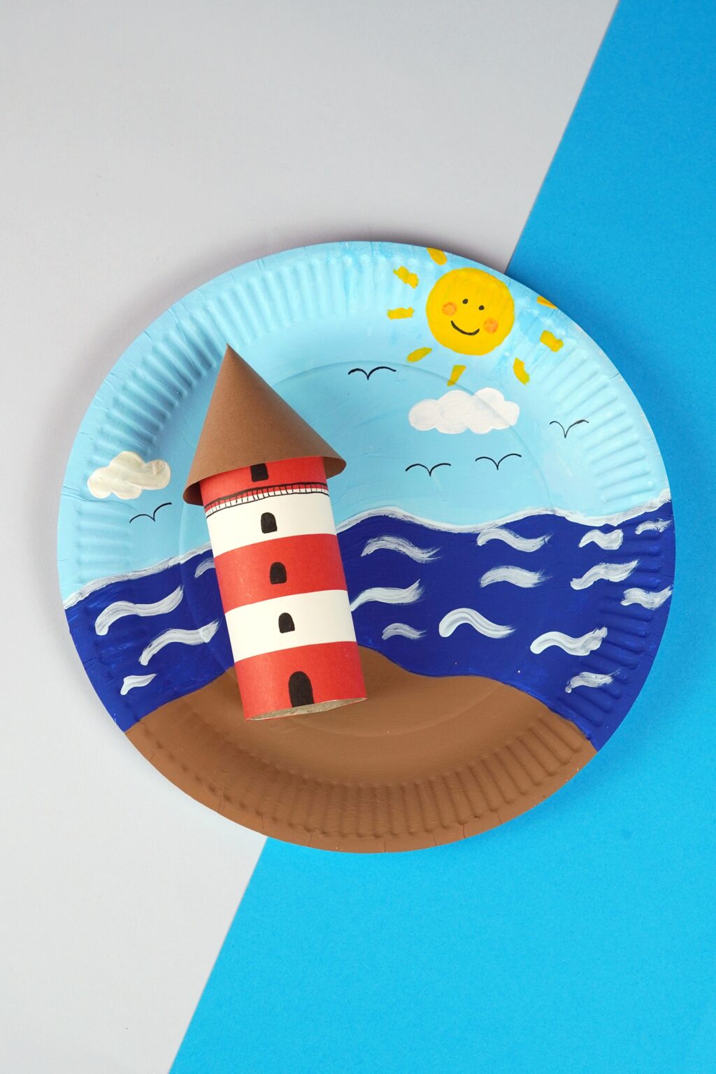 The Cutest Paper Plate Lighthouse Craft for Kids | Haus of Boys