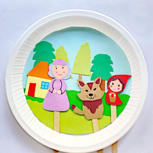 Moveable Paper Plate Little Red Riding Hood Craft | Haus of Boys