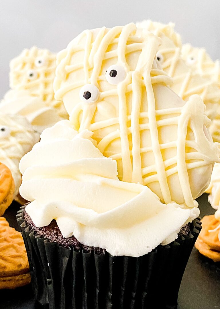 Spookalicious Nutter Butter Halloween Mummy Cupcakes | Haus of Boys